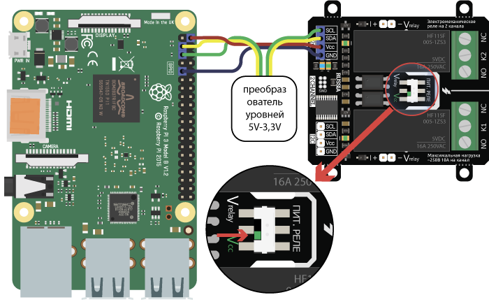 Модуль реле, 2 канала, i2c, подключаем к Raspberry - Описания, примеры ...